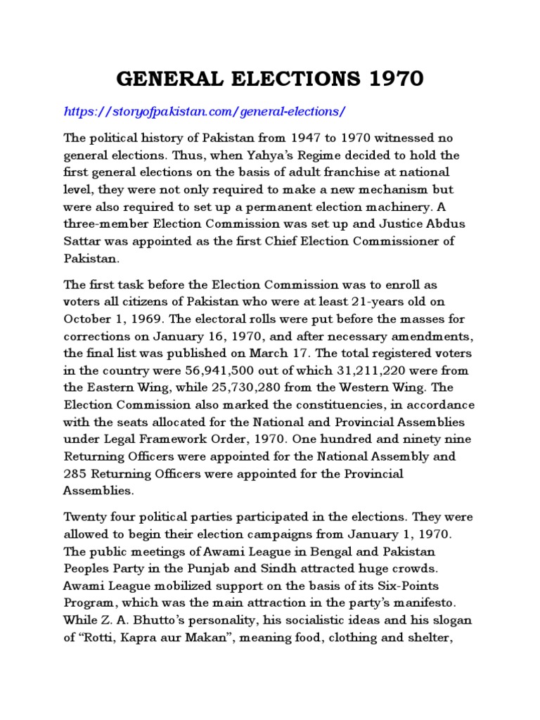 General Elections 1970 | PDF