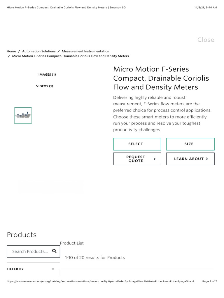 Micro Motion F-Series Compact, Drainable Coriolis Flow and Density ...