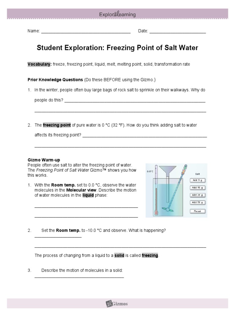 Freezing Point of Salt Water Lab Report | PDF | Melting Point | Freezing
