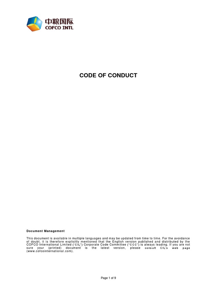 Cil Code of Conduct English | PDF | Labour Law | Sustainability