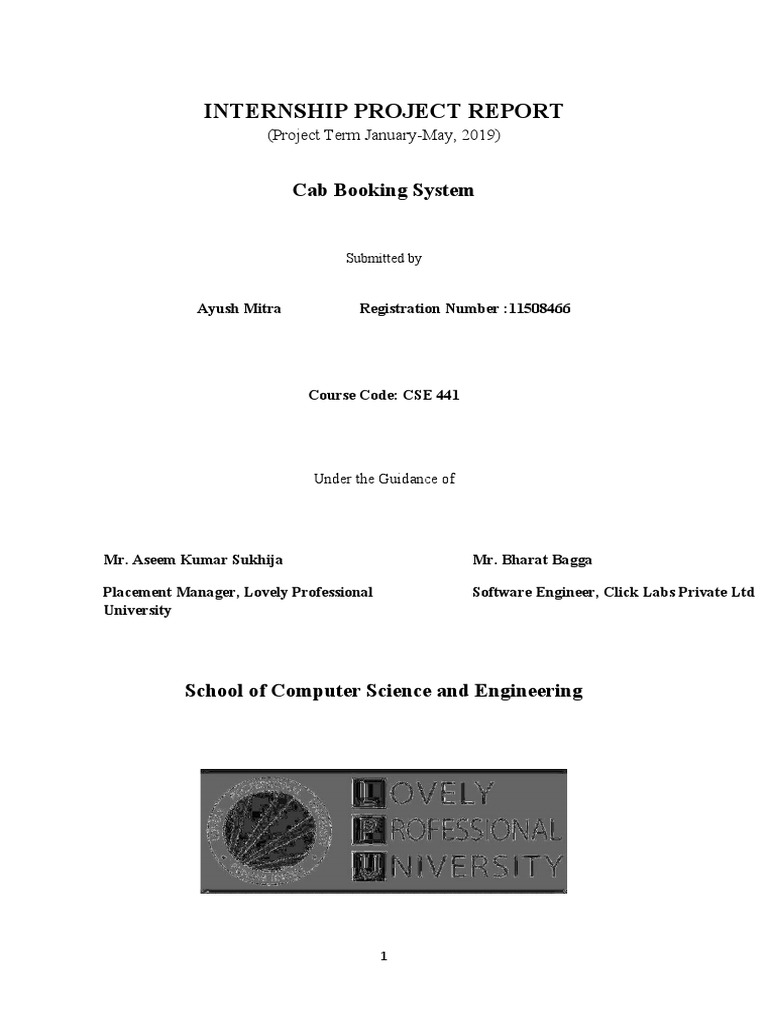 Cab Booking System Internship Report | PDF | Web Application | Software ...