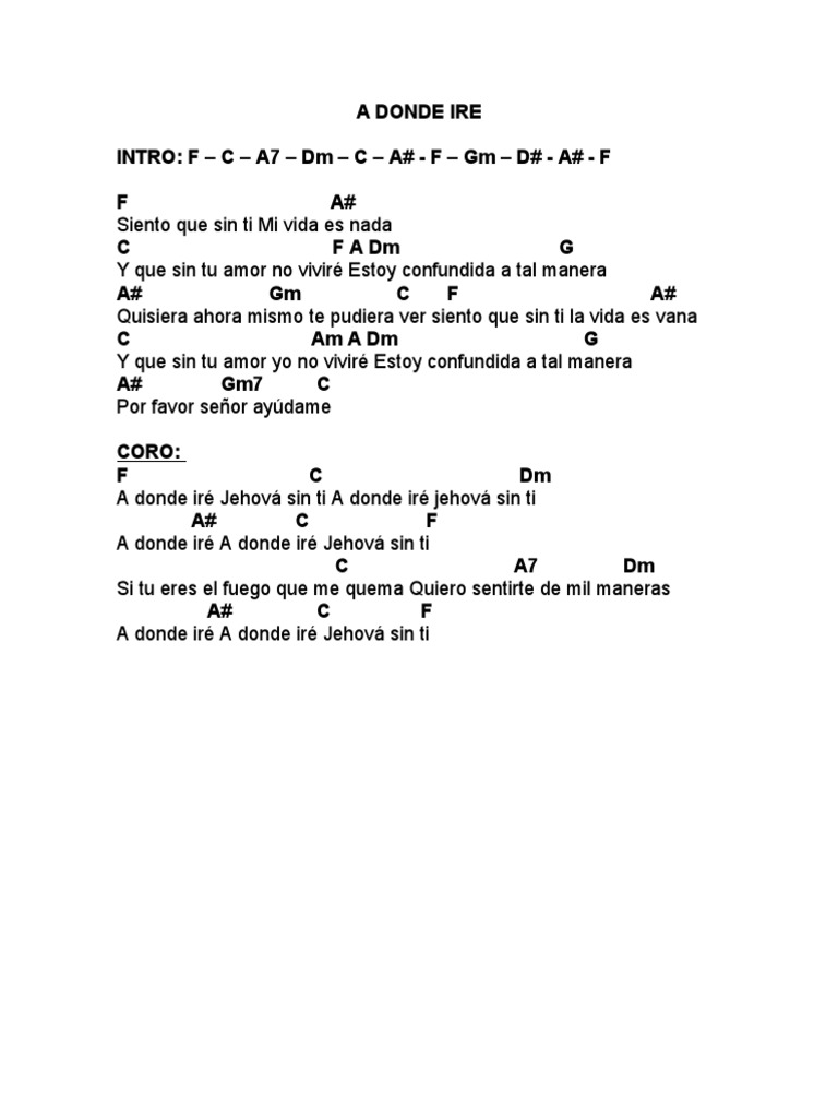 Canción Cristiana: "A Dónde Iré" Letra y Acordes | PDF
