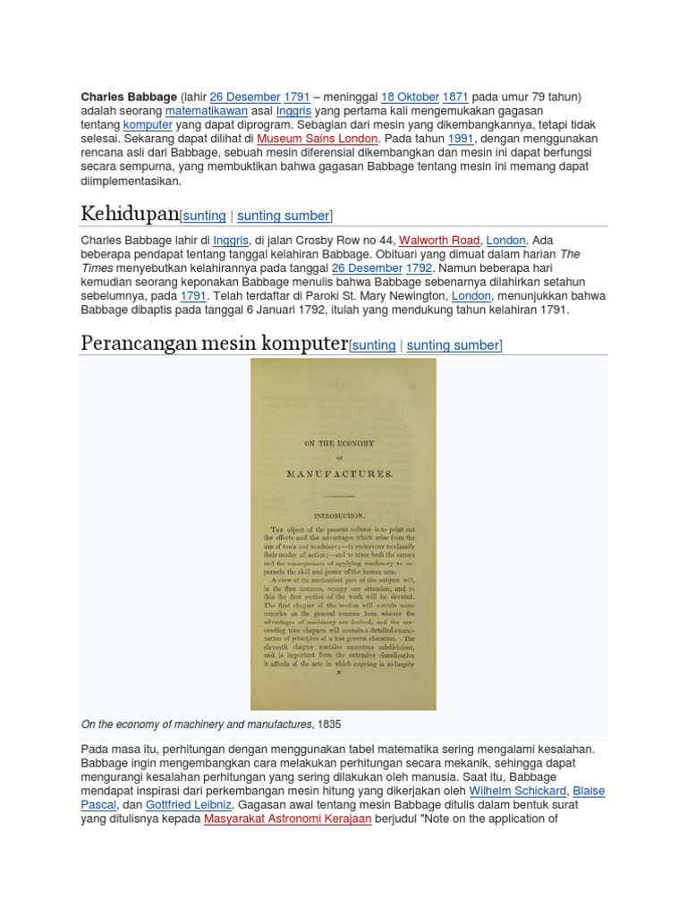 Charles Babbage, Bapak Komputer Modern | PDF
