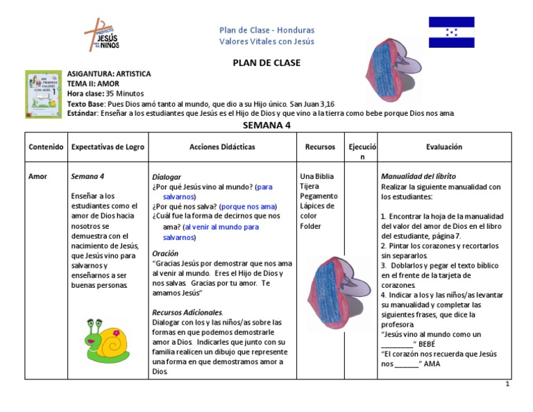 PLAN DE CLASE, 1º Preescolar 2 4 | PDF | Amor | Jesús