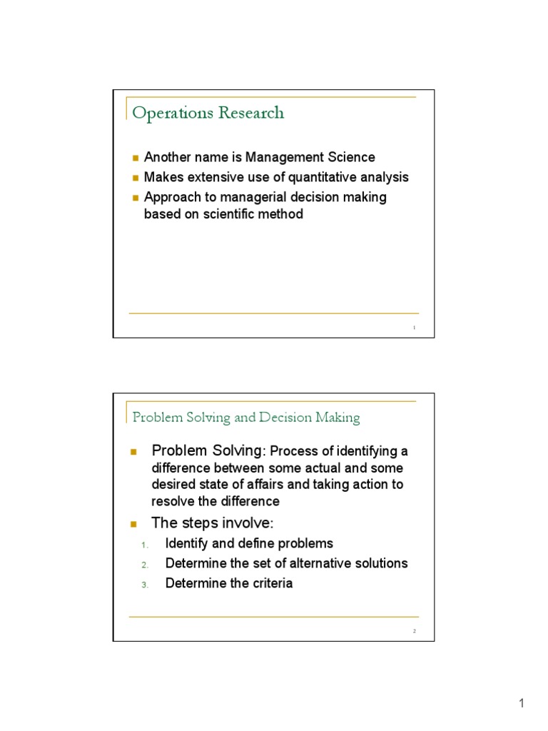 Operations Research: Problem Solving and Decision Making | PDF | Decision Making | Analysis