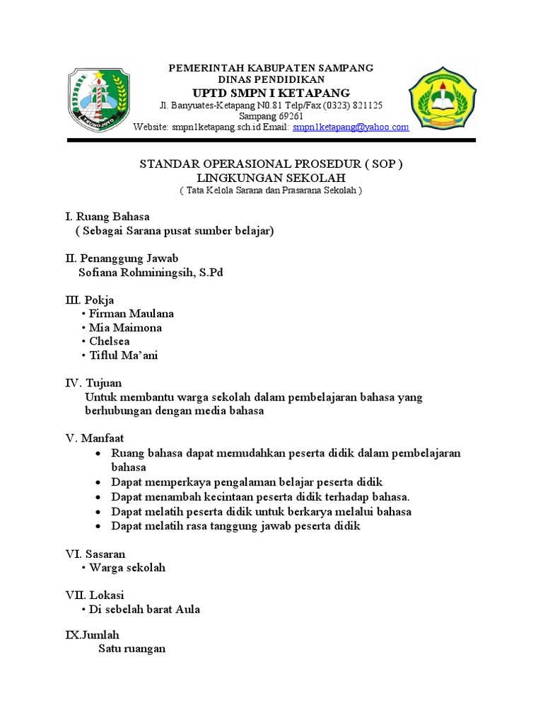 SOP Ruang Bahasa | PDF
