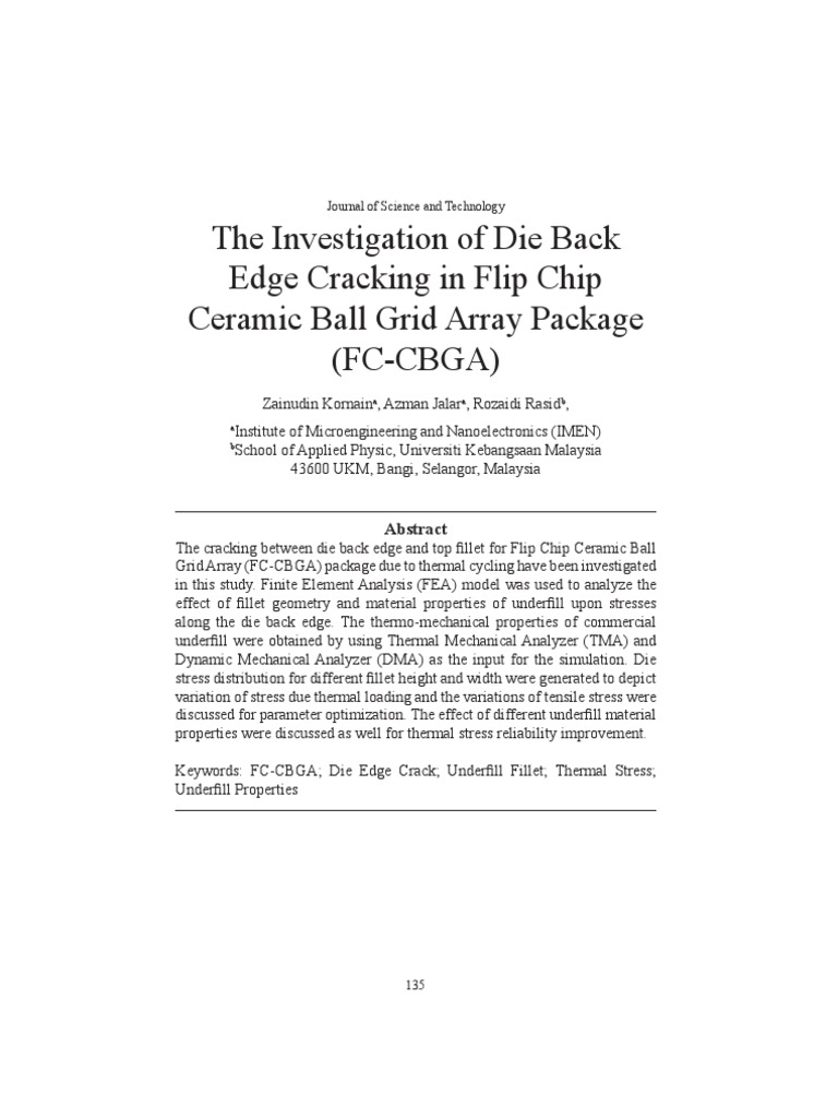 The Investigation of Die Back Edge Cracking in Flip Chip Ceramic Ball ...