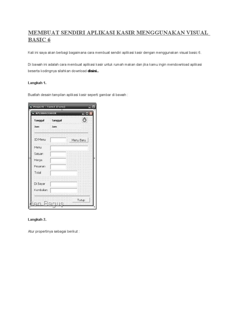Aplikasi Kasir Sederhana dengan VB6 | PDF | Komputer