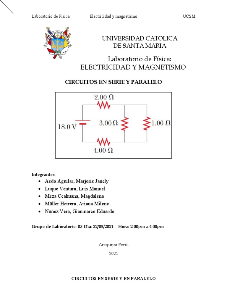 Práctica Circuitos en Serie y Paralelo | PDF | Resistencia Eléctrica y ...