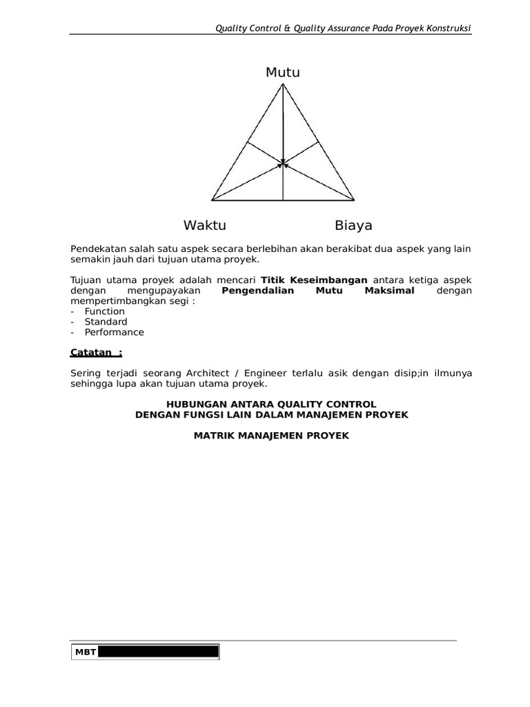 Pdf Qc Quality Control Amp Quality Assurance Pada Proyek Konstruksi