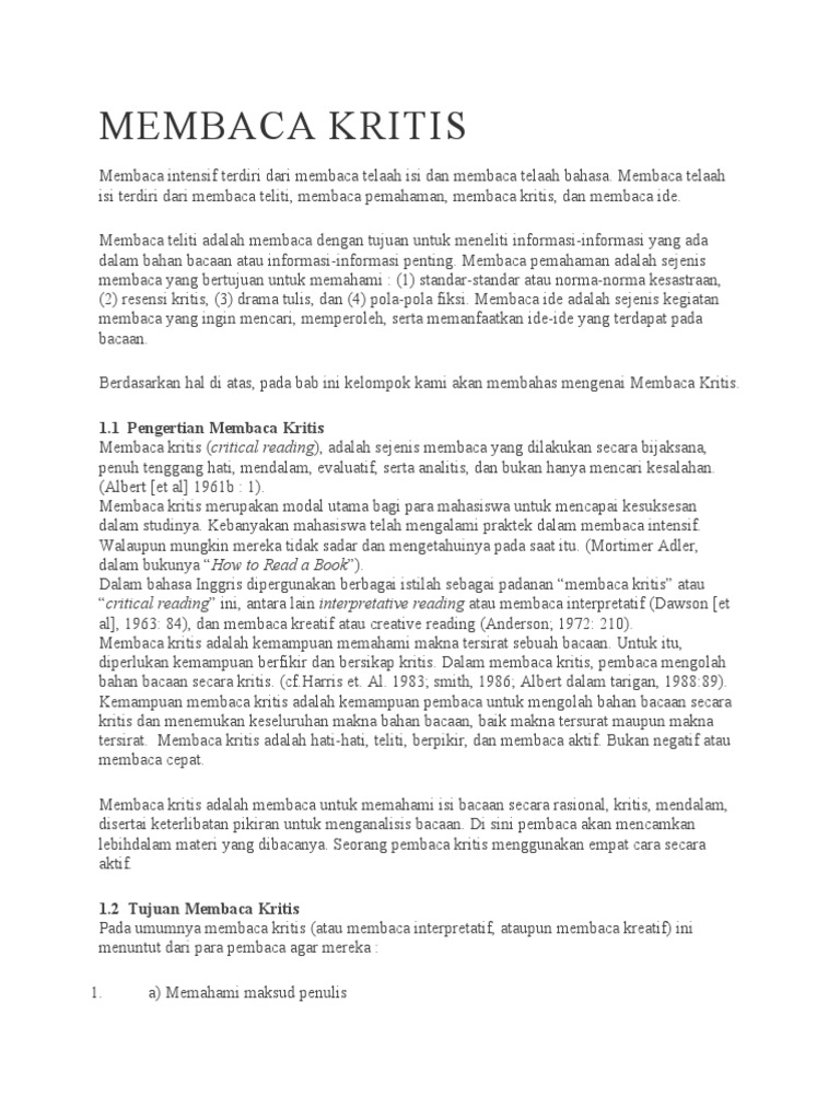 Membaca Kritis | PDF