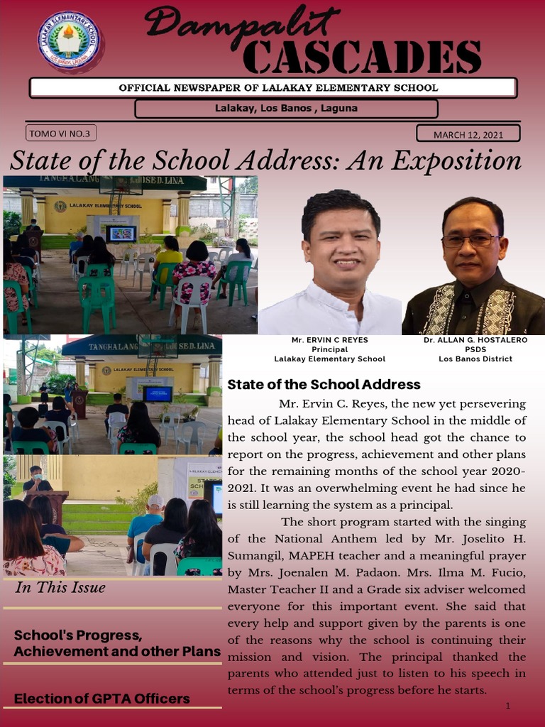 State of The School Address | PDF | Human Nature | Communication