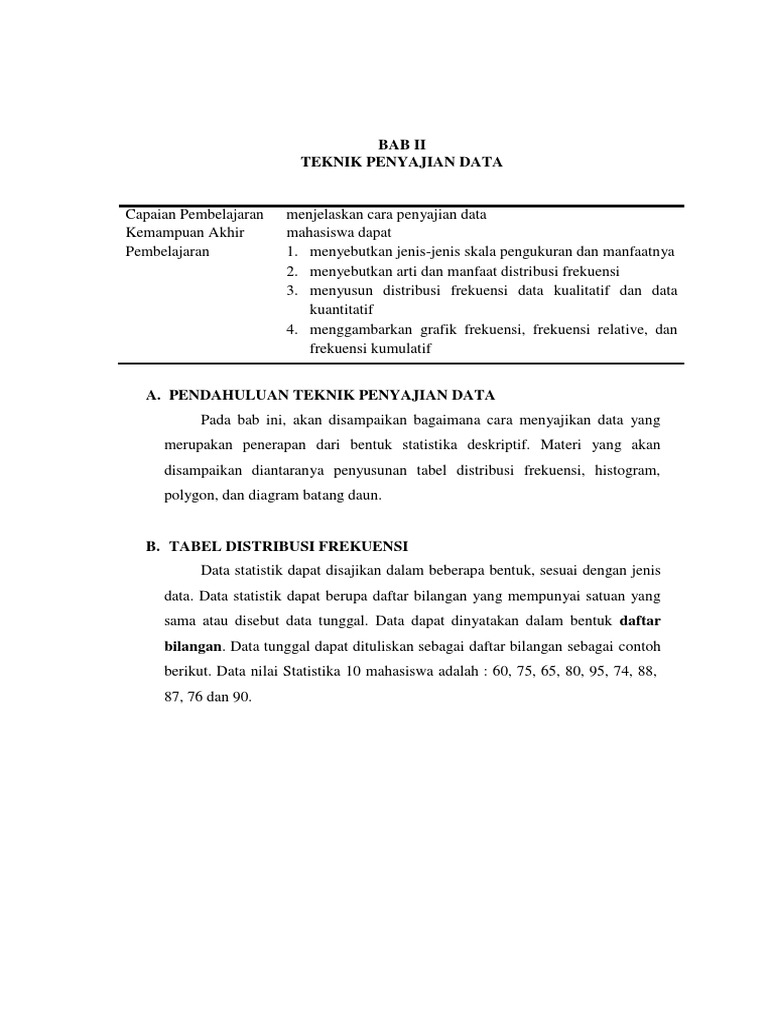 Bab 2 Teknik Penyajian Data | PDF