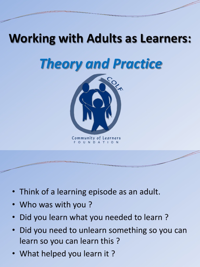 Working With Adults As Learners:: Theory and Practice | PDF | Adult ...