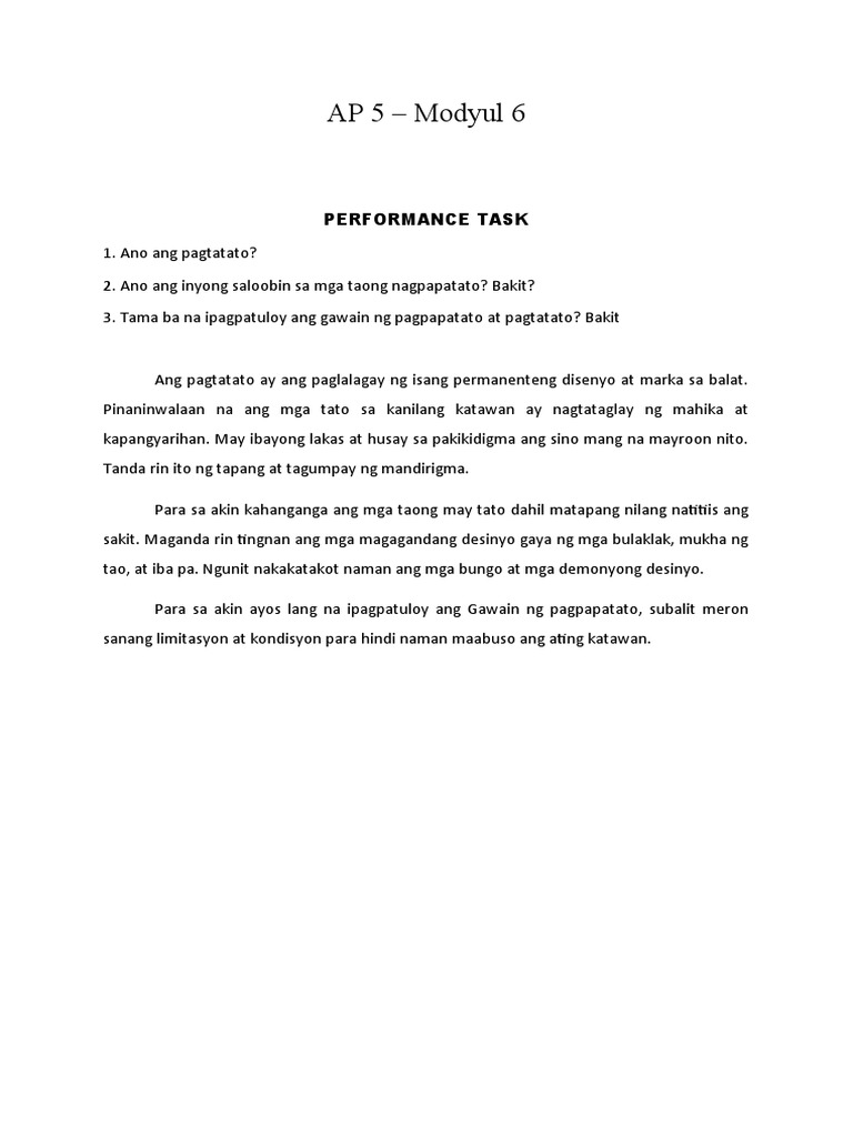 AP5 Modyul 6 Performance Task | PDF