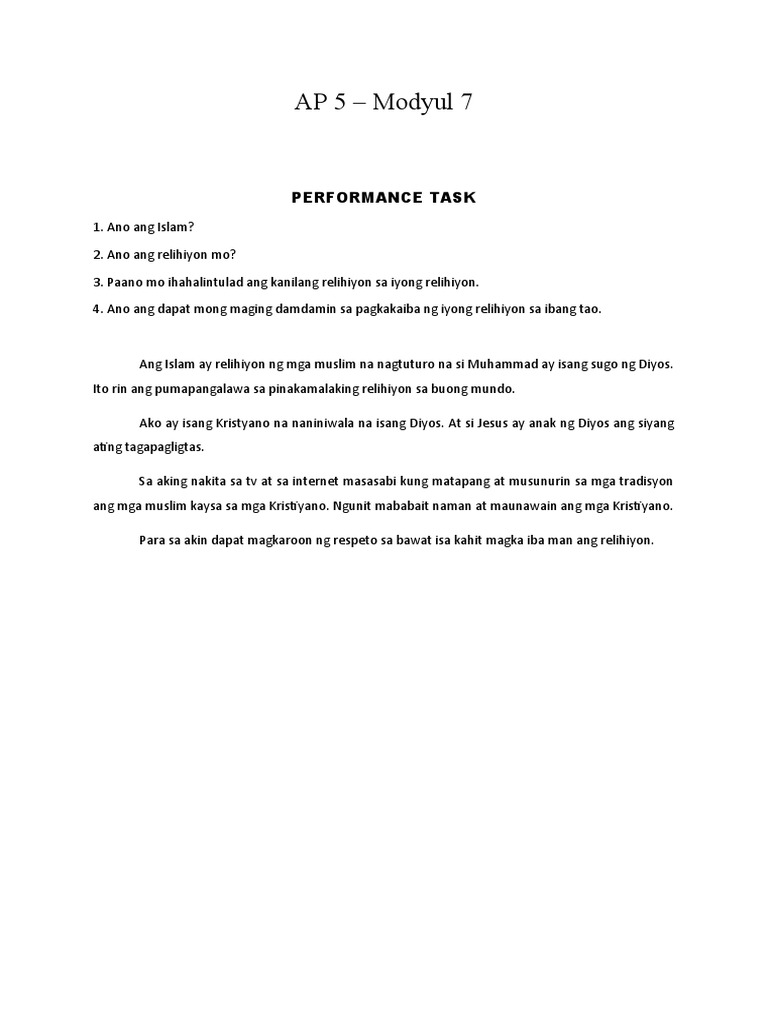 AP5 Modyul 7 Performance Task | PDF