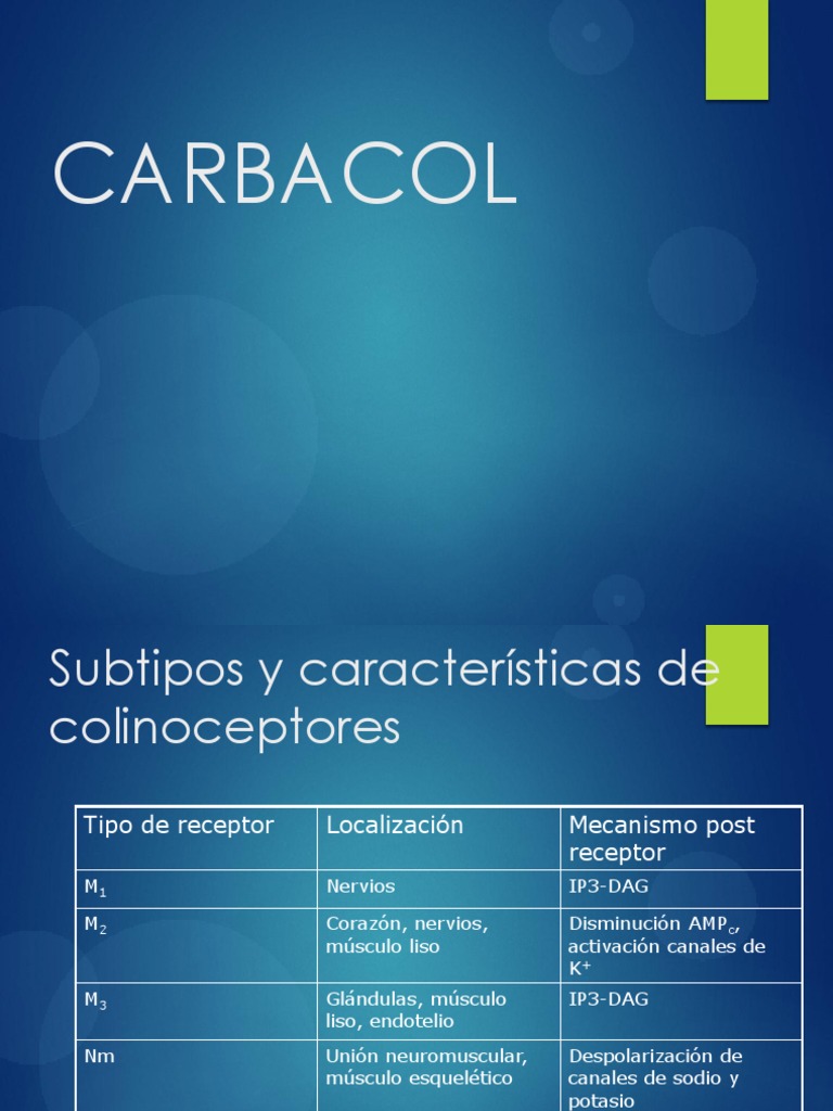 Carbacol: propiedades y usos de un agonista colinérgico | PDF ...