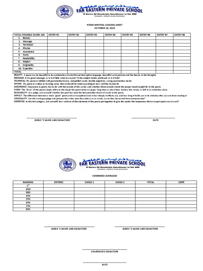 Evaluating Excellence in Expression: A Poetry Judging Rubric and Score ...