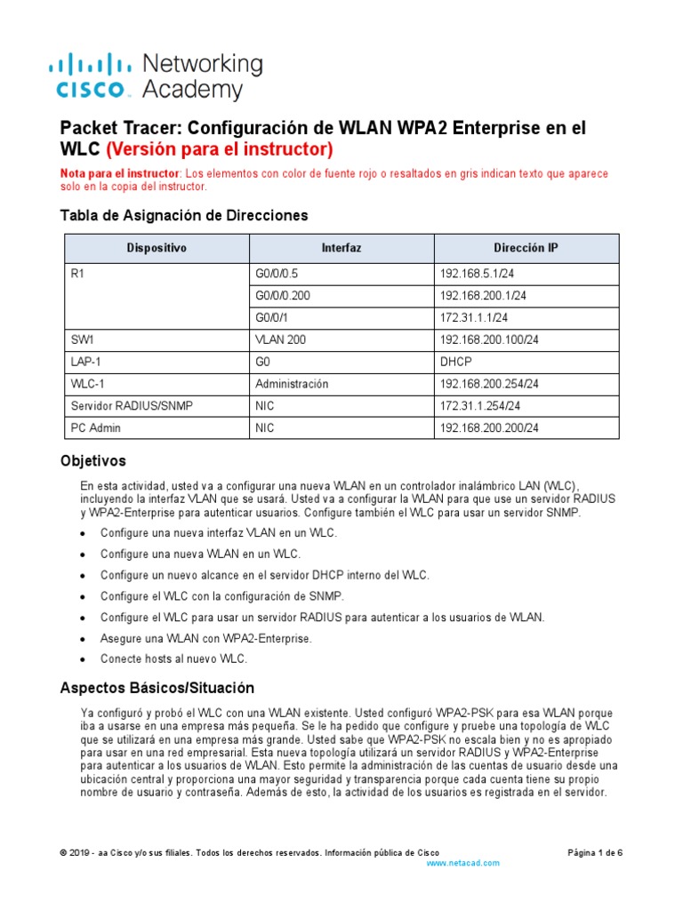 13.3.12 Packet Tracer - Configure A WPA2 Enterprise WLAN On The WLC ...