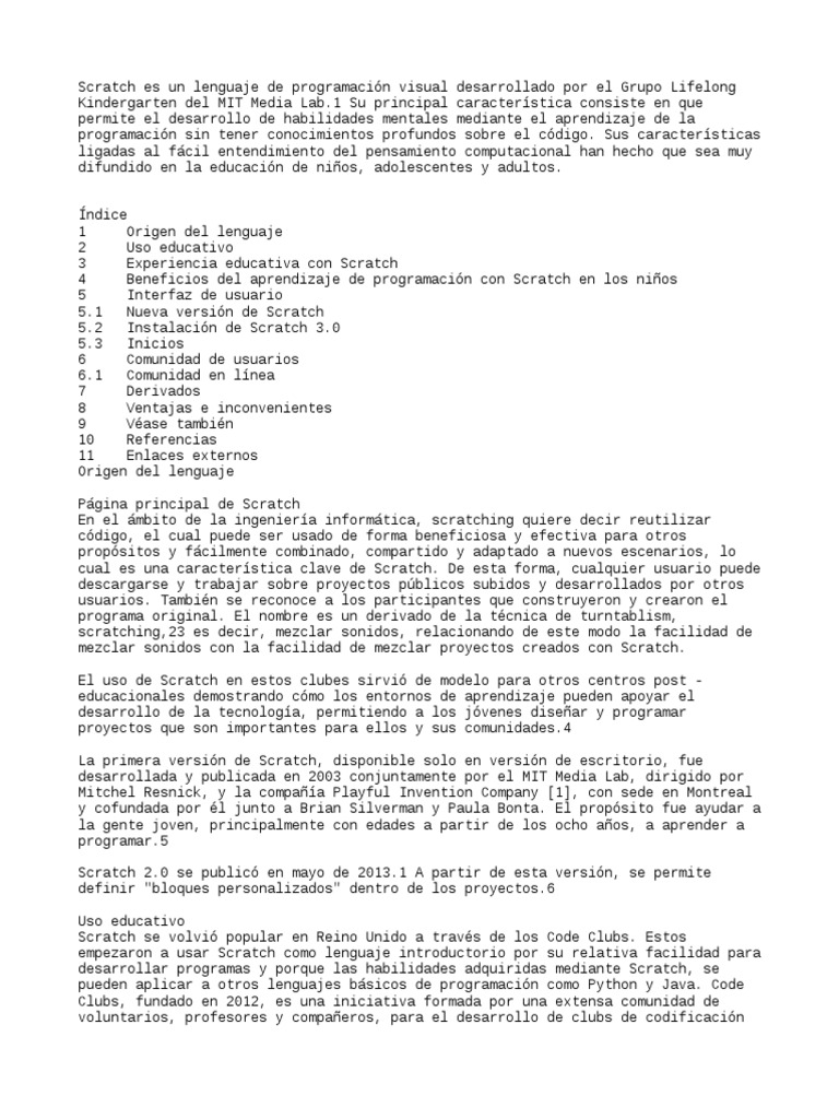 Scratch | PDF | Scratch (lenguaje de programación) | Desarrollo de software