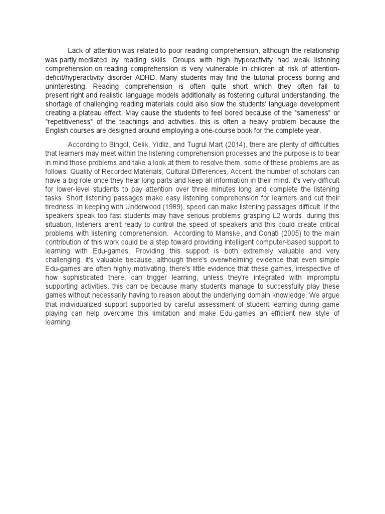 Lack of Attention Was Associated With Poor Reading Comprehension | PDF ...