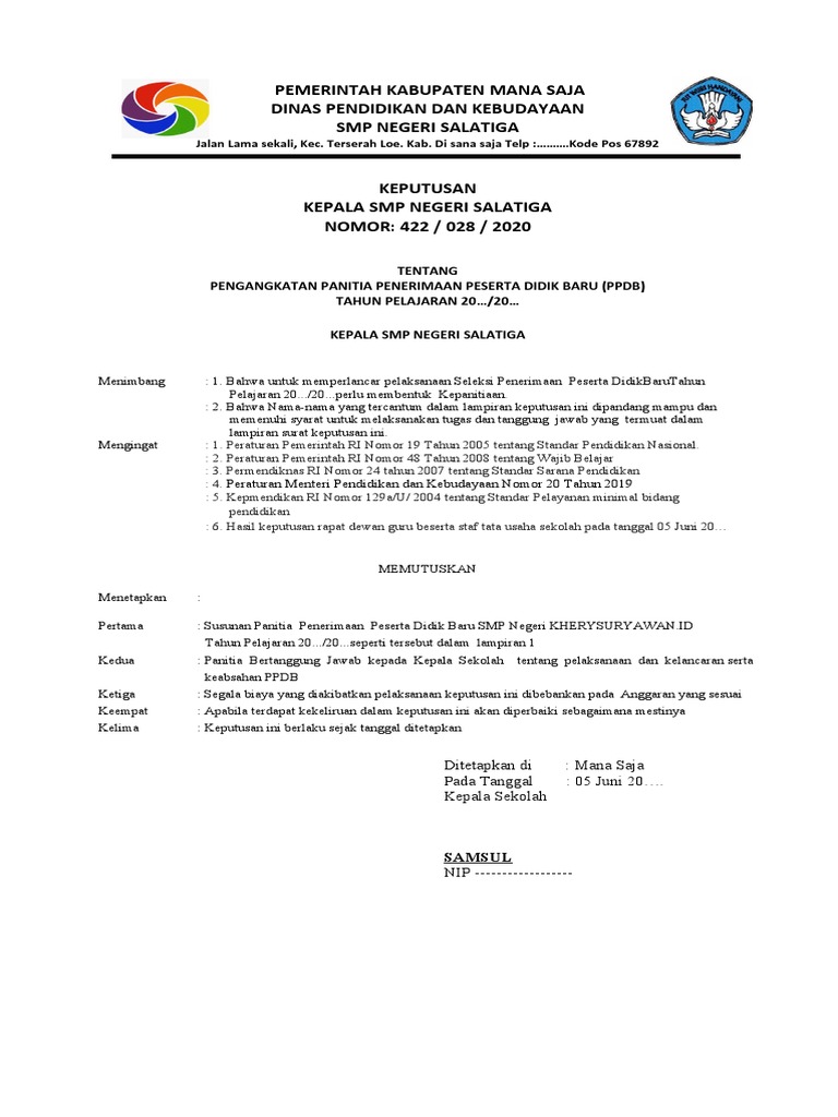 Keputusan Panitia PPDB SMP | PDF