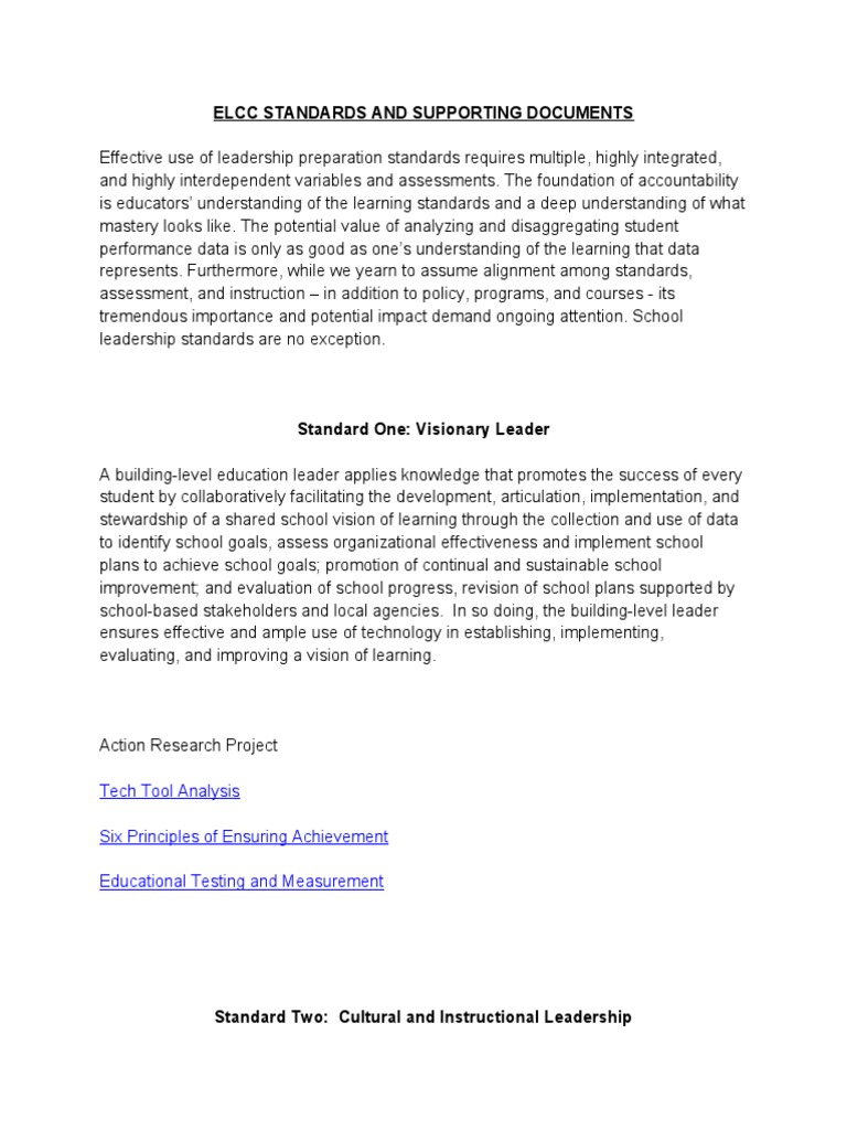 ELCC Standards and Supporting Documentation | PDF | Leadership ...