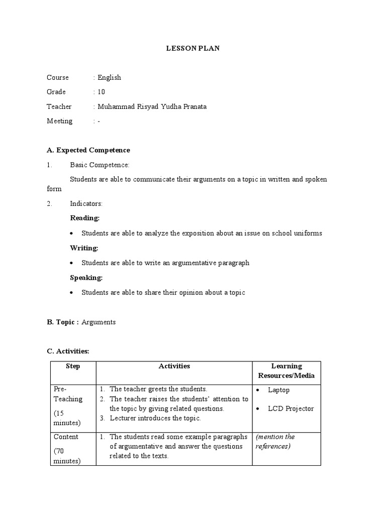 Lesson Plan: (Mention The References) | PDF | Lesson Plan | Teachers