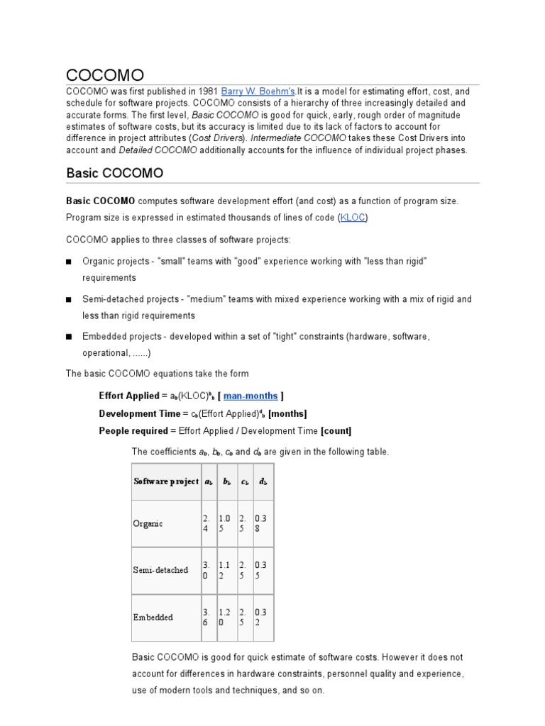 COCOMO | PDF | Systems Engineering | Computing