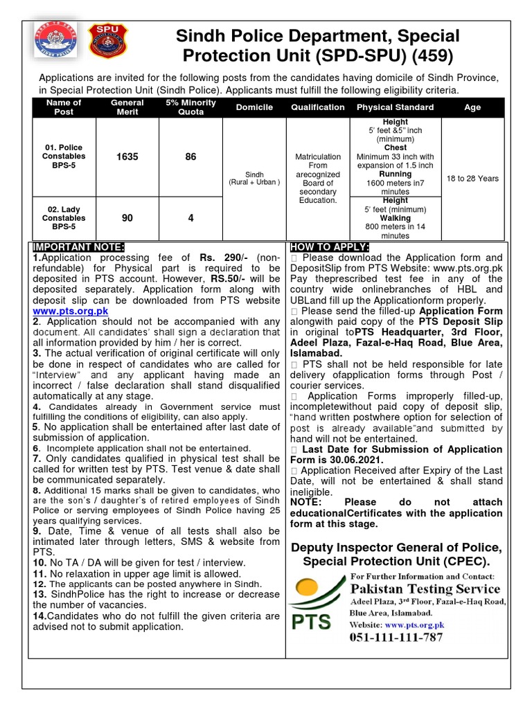 Sindh Police Department, Special Protection Unit (SPD-SPU) | PDF | Business