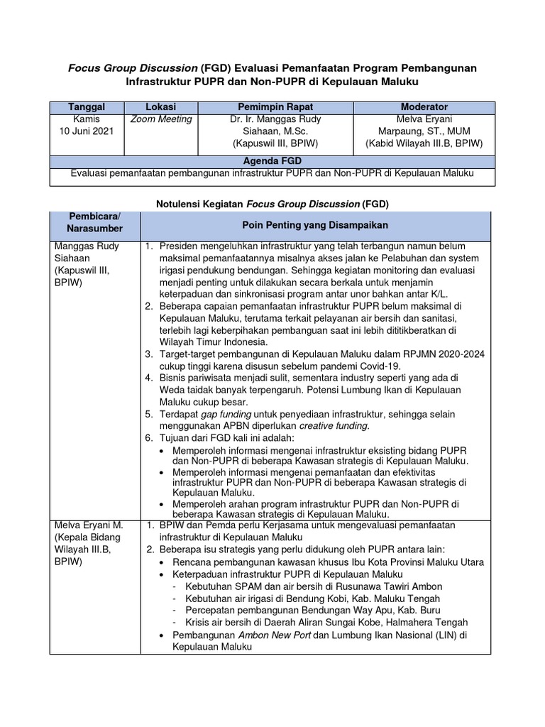 2021.06.10 - Notulensi FGD | PDF