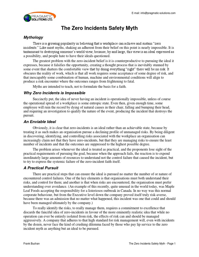Zero Incident Safety Culture2 | PDF | Risk | Psychology