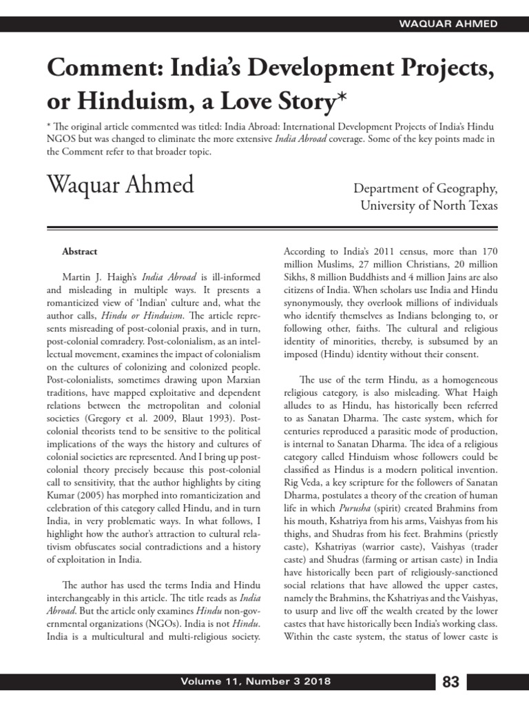 Indias Development Projects or Hinduism | PDF | Swami Vivekananda | Caste