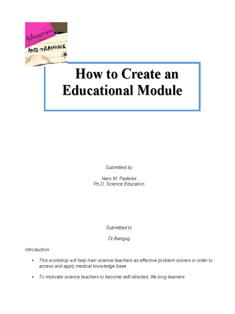How To Create An Educational Module | PDF | Biology | Life