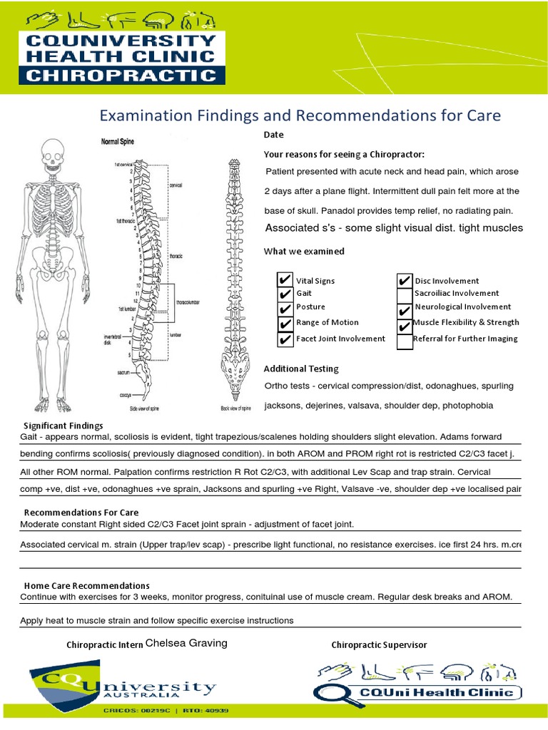 Fillable Examination Findings | PDF | Chiropractic | Scoliosis
