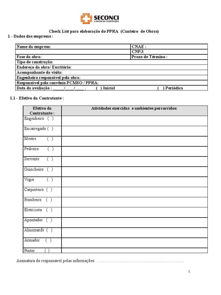 Check List para Elaboração Do PPRA | PDF | Science | Engenharia