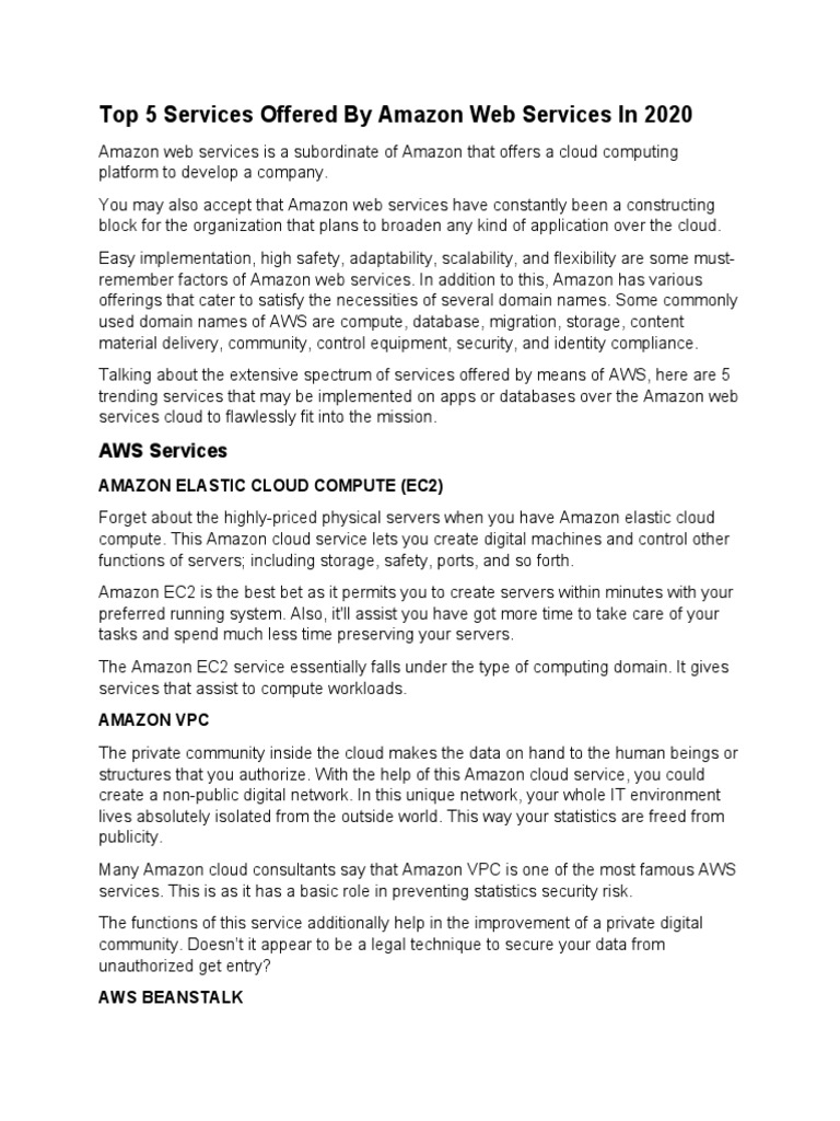 Top AWS Services in 2020 | PDF | Amazon Web Services | Cloud Computing