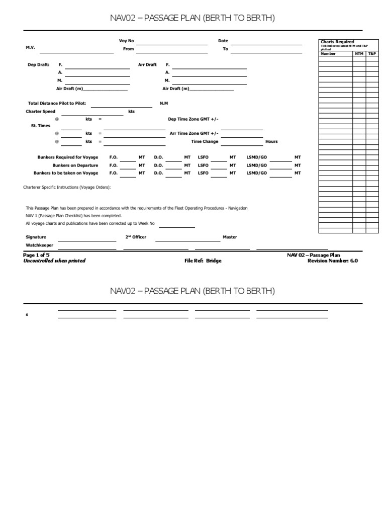Berth to Berth Passage Plan Template | PDF | Water Transport | Navigation