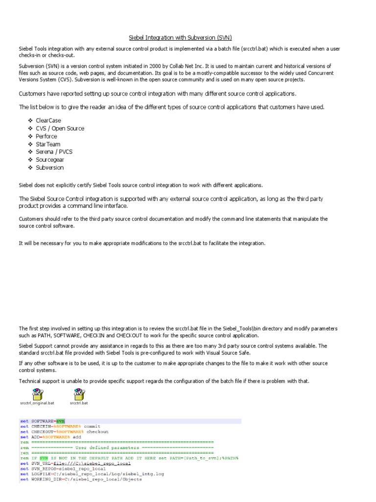 Siebel-SVN Integration Guide | PDF | Version Control | Utility Software
