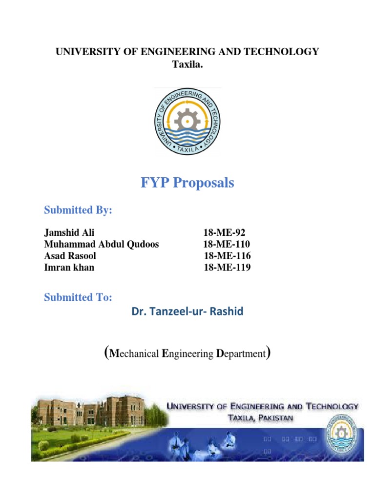FYP Proposals: University of Engineering and Technology Taxila | PDF ...