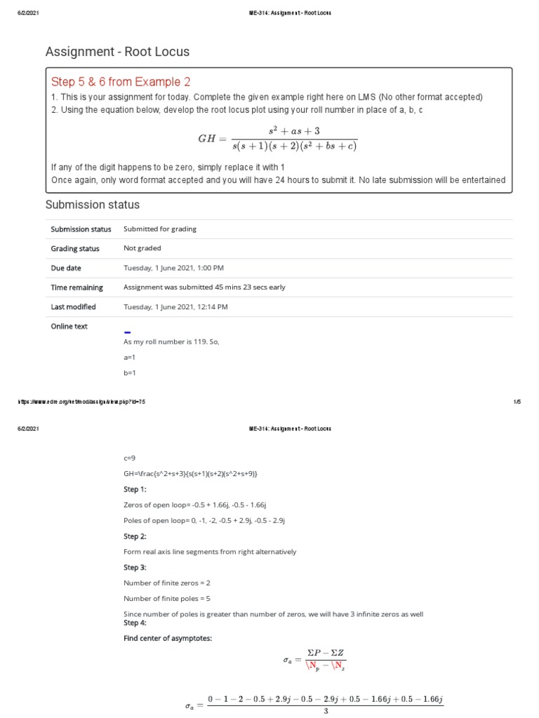 ME-314: Root Locus Assignment | PDF | Geometry | Mathematical Objects