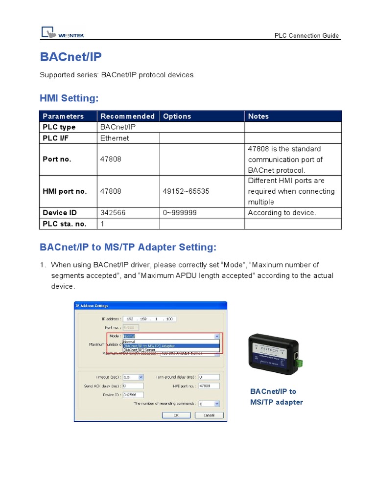 Bacnet/Ip: Hmi Setting | PDF | Programmable Logic Controller | Internet Protocols
