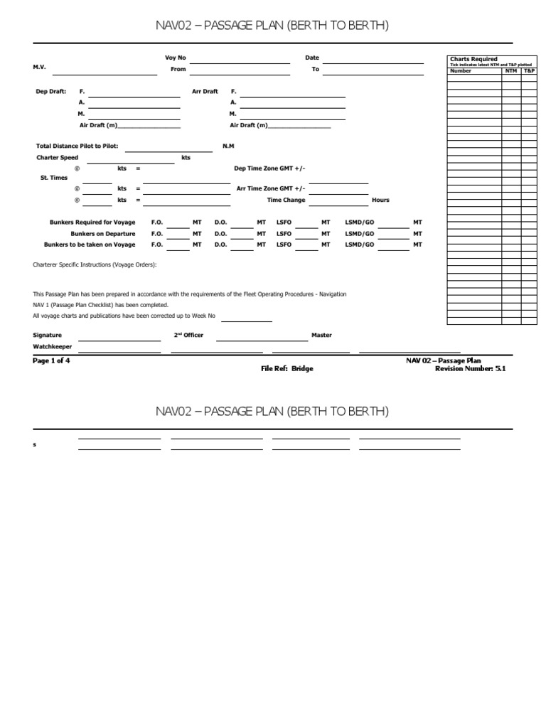 Berth to Berth Passage Plan Template | PDF | Geography | Transport