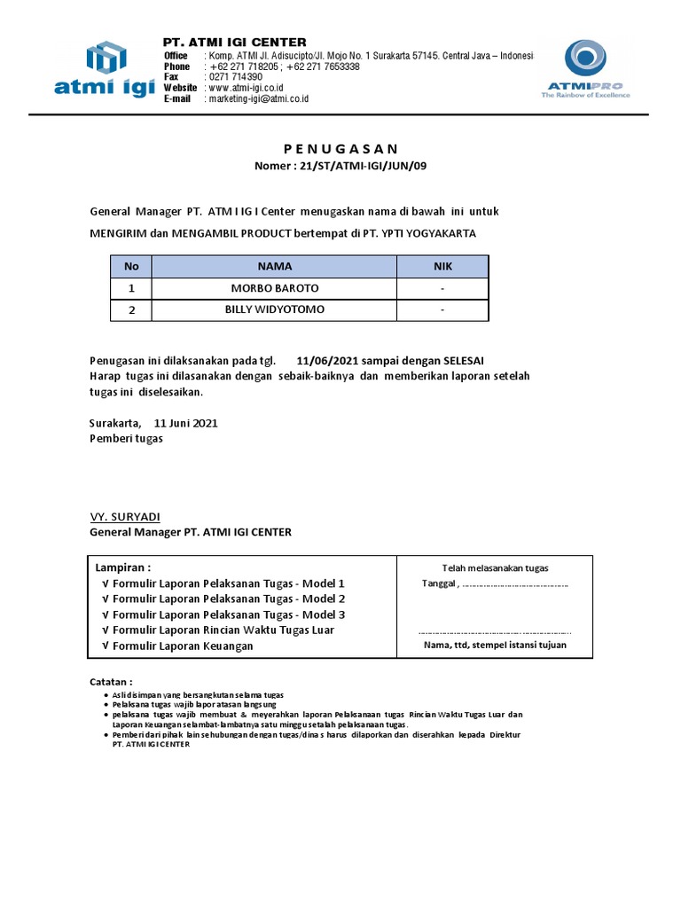 Penugasan PT. ATMI IGI Center | PDF | Karier & Perkembangan