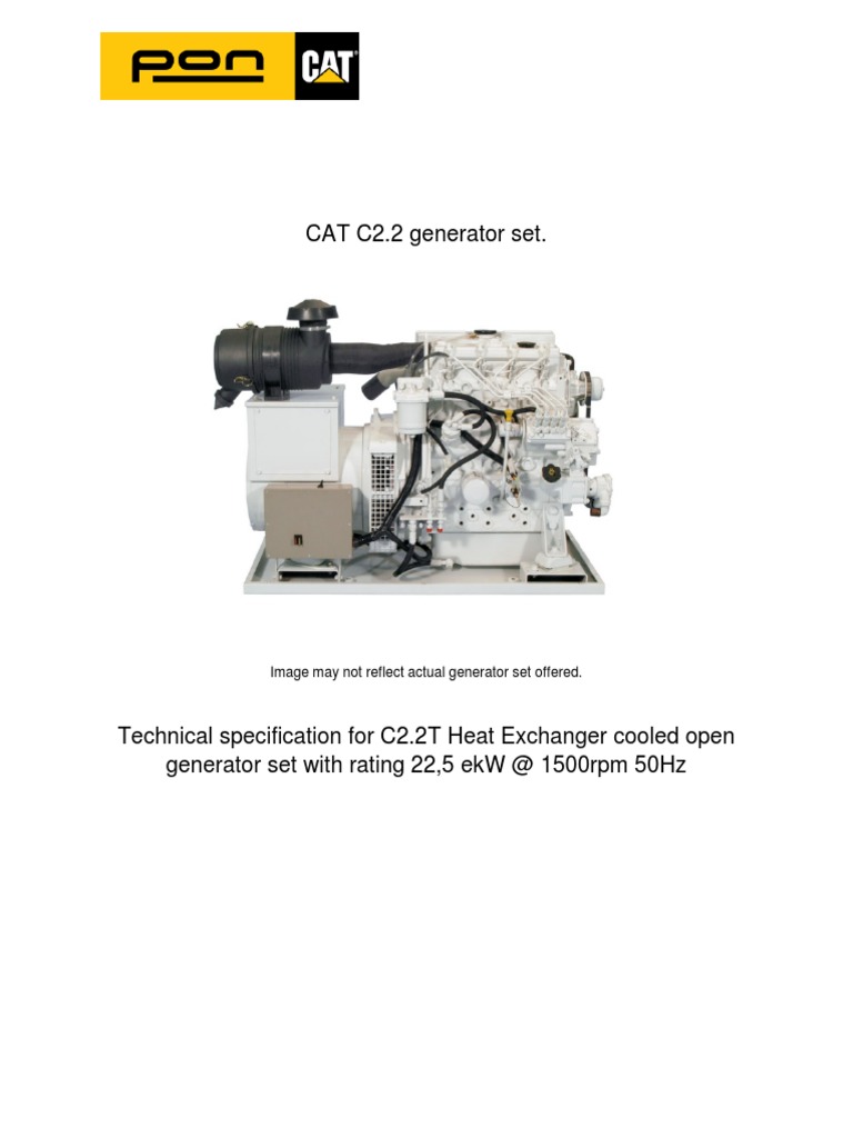 CAT C2.2 Generator Set.: Image May Not Reflect Actual Generator Set ...