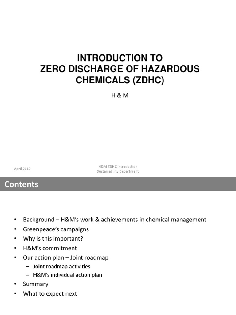 Introduction To Zero Discharge of Hazardous Chemicals (ZDHC) | PDF ...