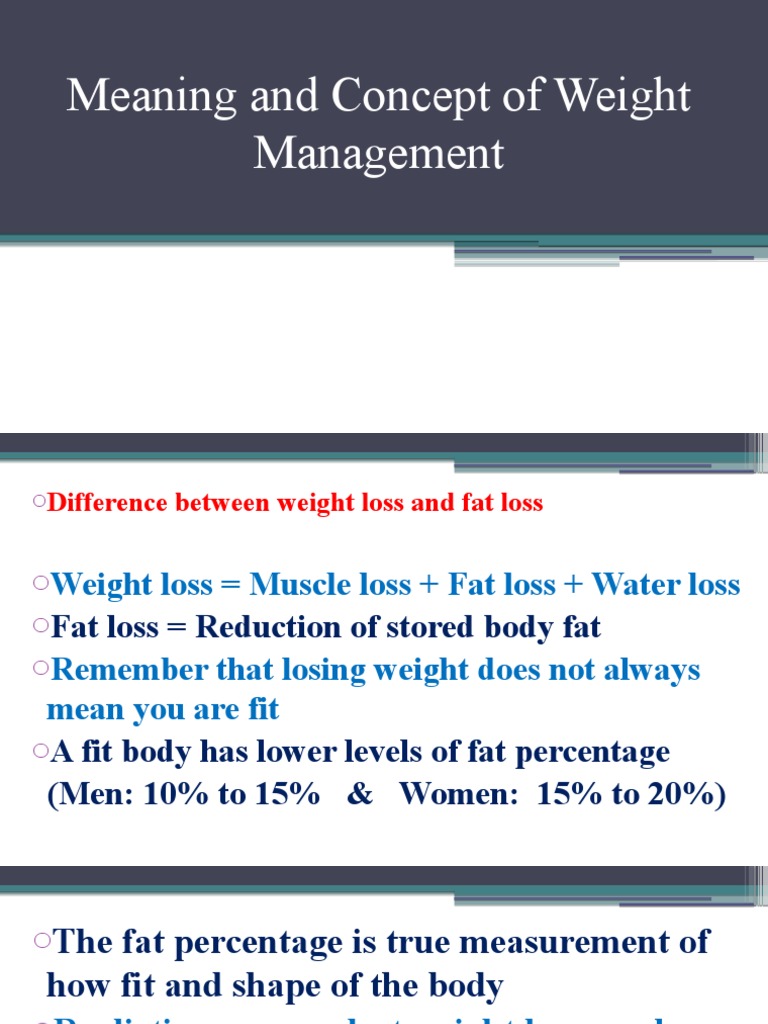 Meaning and Concept of Weight Management | PDF