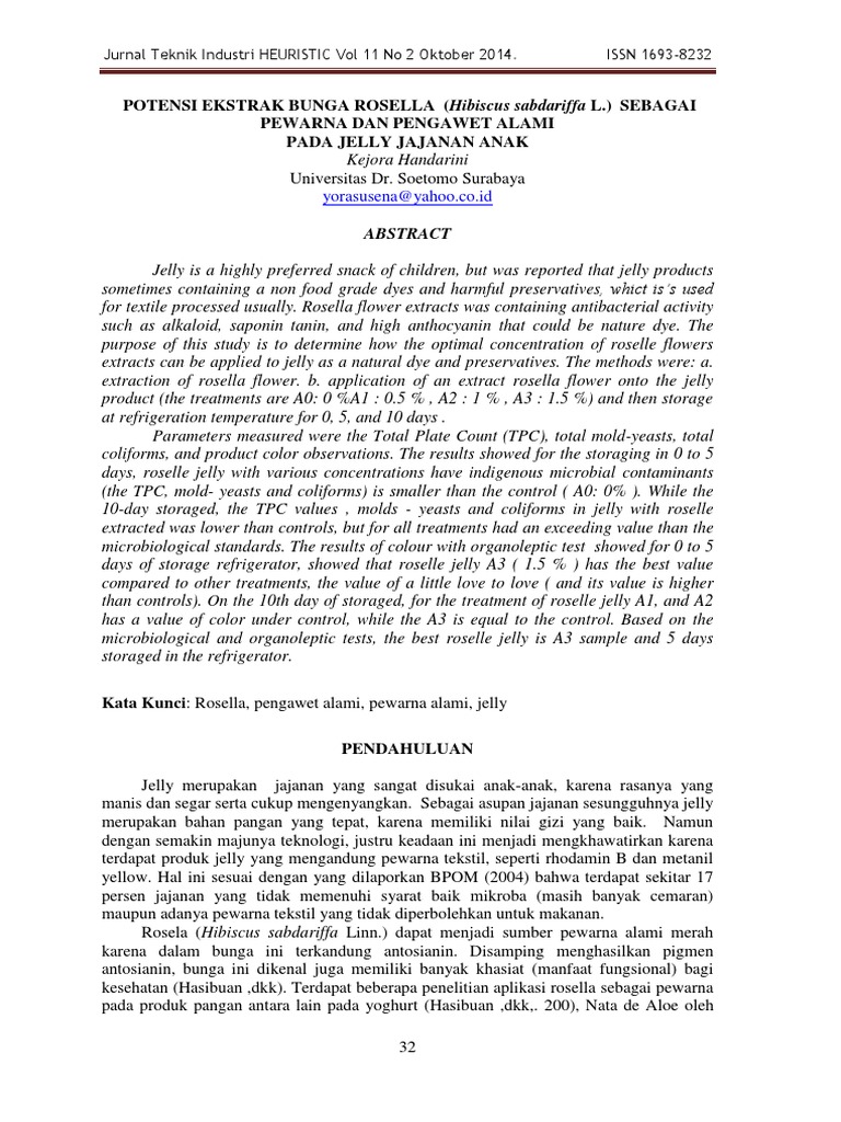 Potensi Ekstrak Bunga Rosella Sebagai Pewarna Alami | PDF | Foods | Nature