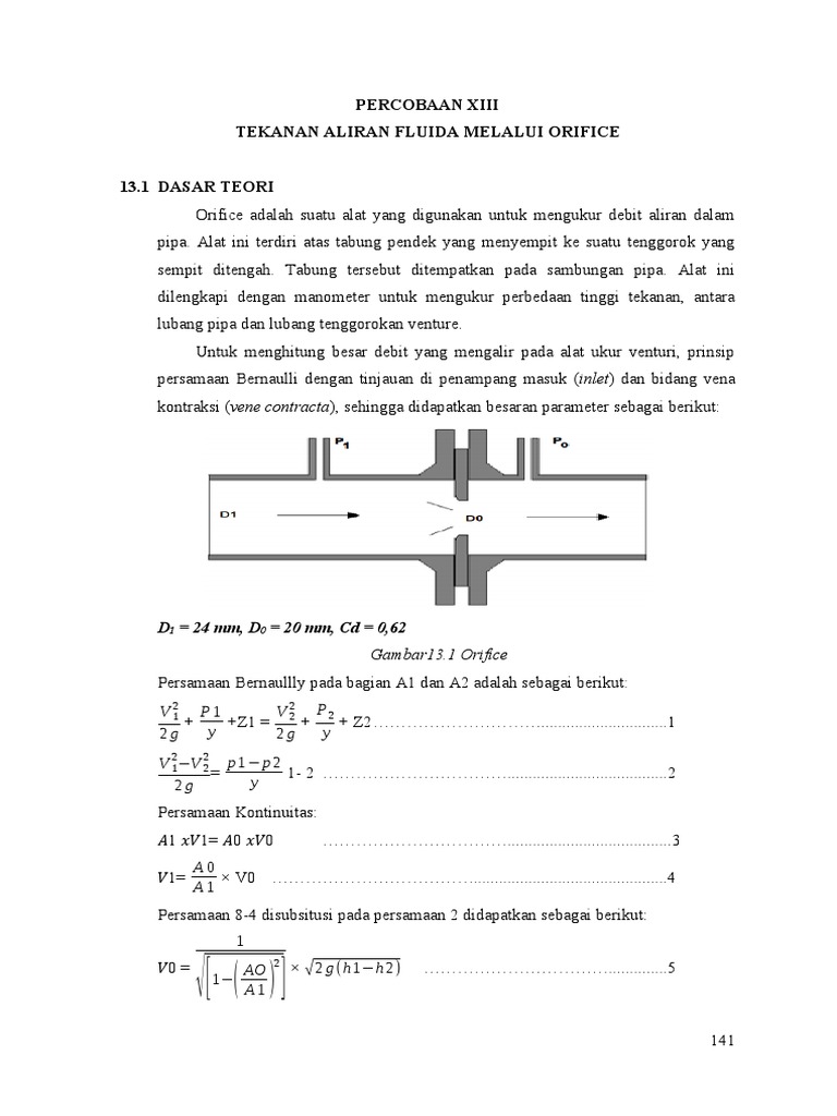 Tekanan Aliran Fluida Orifice | PDF