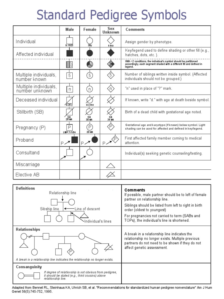 Standard Pedigree Symbols | PDF | Sexual Reproduction | Pregnancy